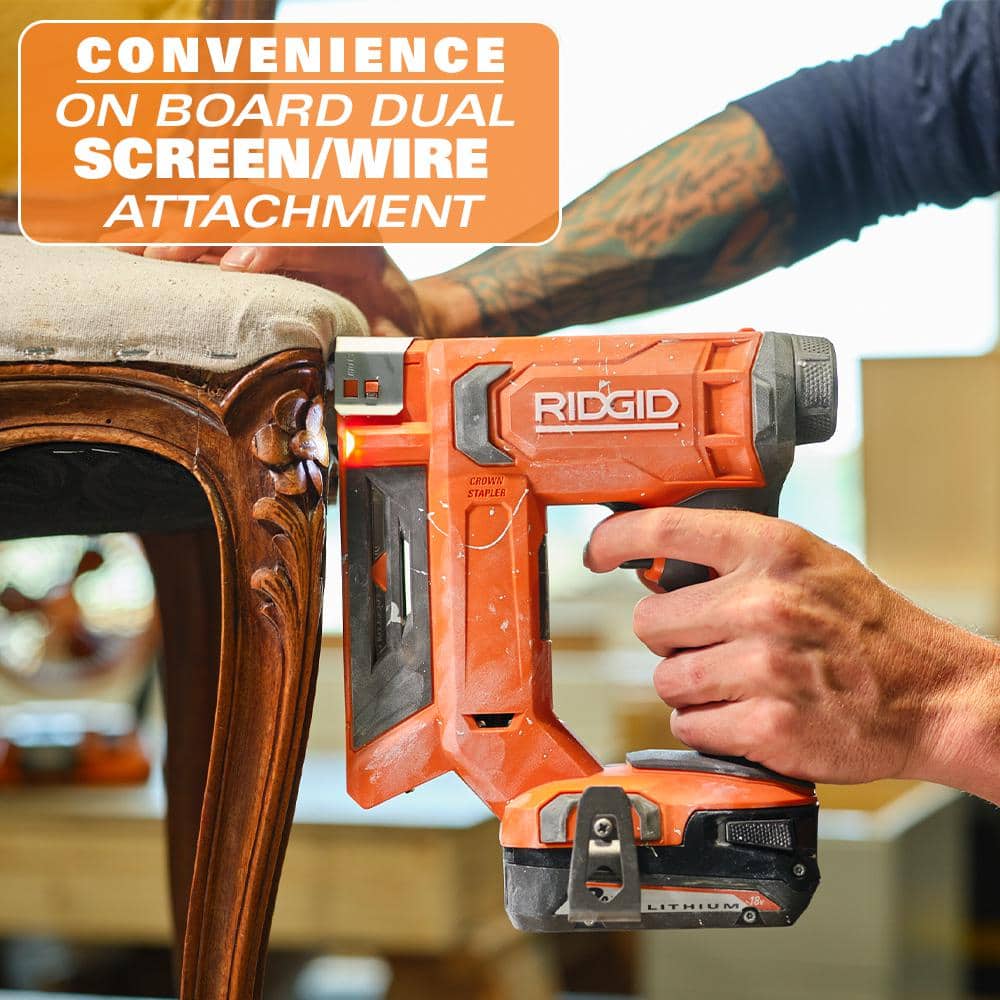 RIDGID 18V Cordless 3 8 In Crown Stapler Tool Only R09897B Dewalt RIDGID 18V Cordless 3 8 In Crown Stapler Tool Only R09897B Dewalt